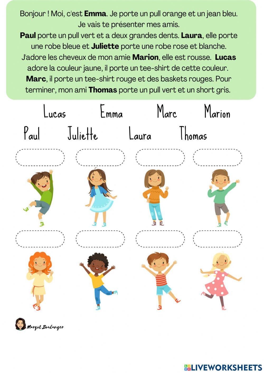 Emma et ses amis online exercise for | Live Worksheets