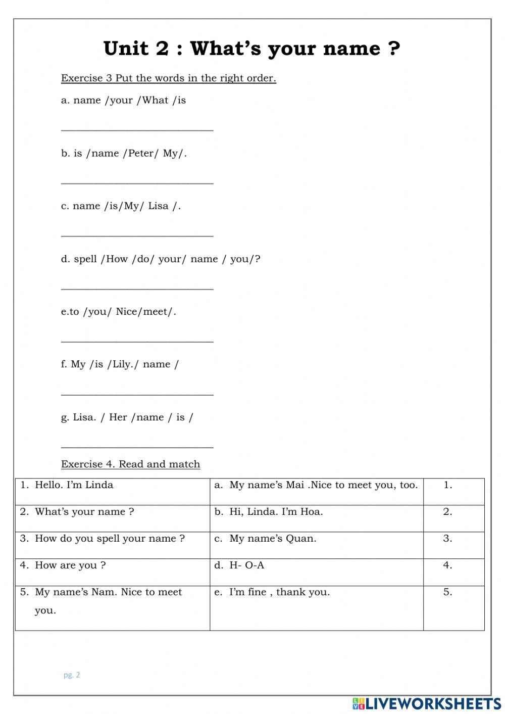 Eng 3 - Unit 2 3567835 | Linh Do | LiveWorksheets