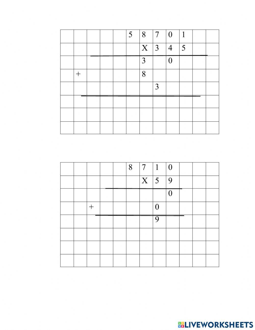 Multiplica activity for 5 | Live Worksheets