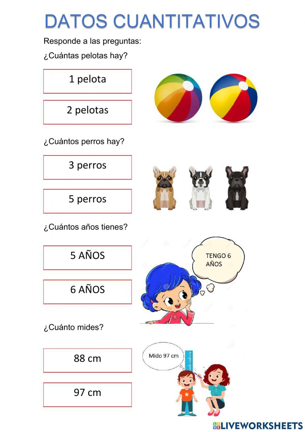 Datos cuantitativos worksheet | Live Worksheets
