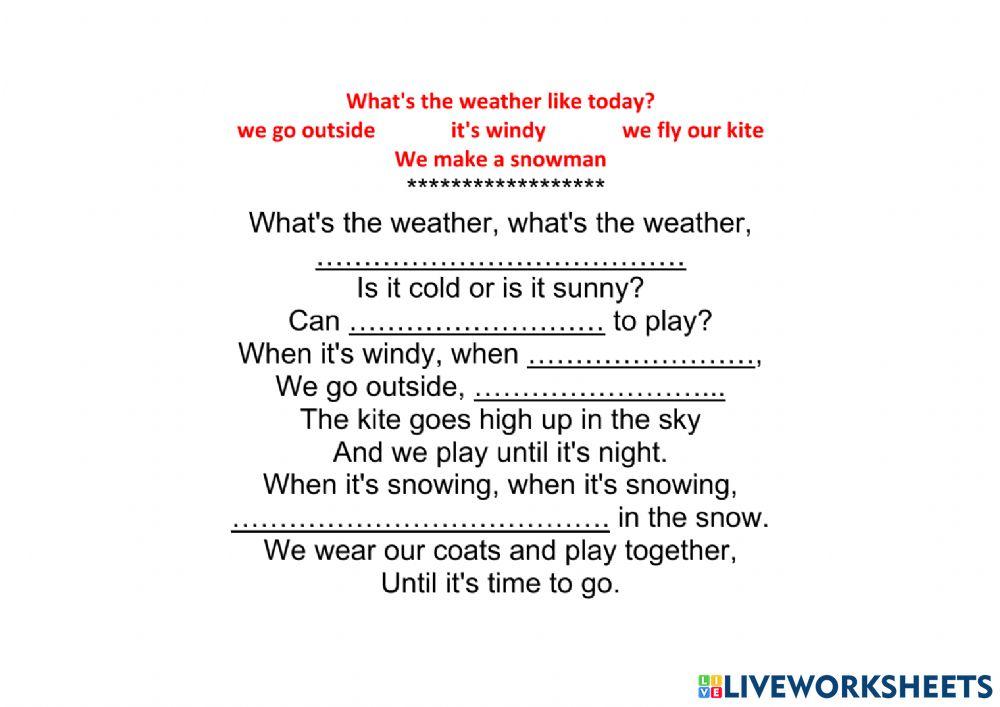 Listen the song activity | Live Worksheets