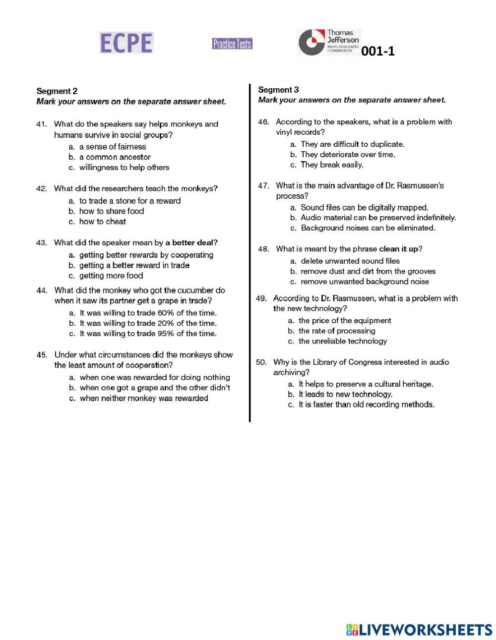 Ecpe 001 | Free Interactive Worksheets | 1945720