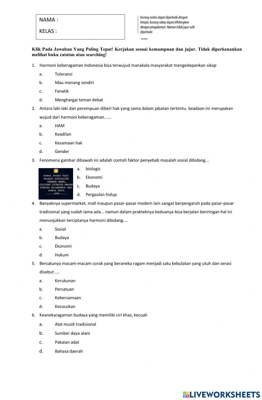 Uts kelas 9 worksheet | Live Worksheets