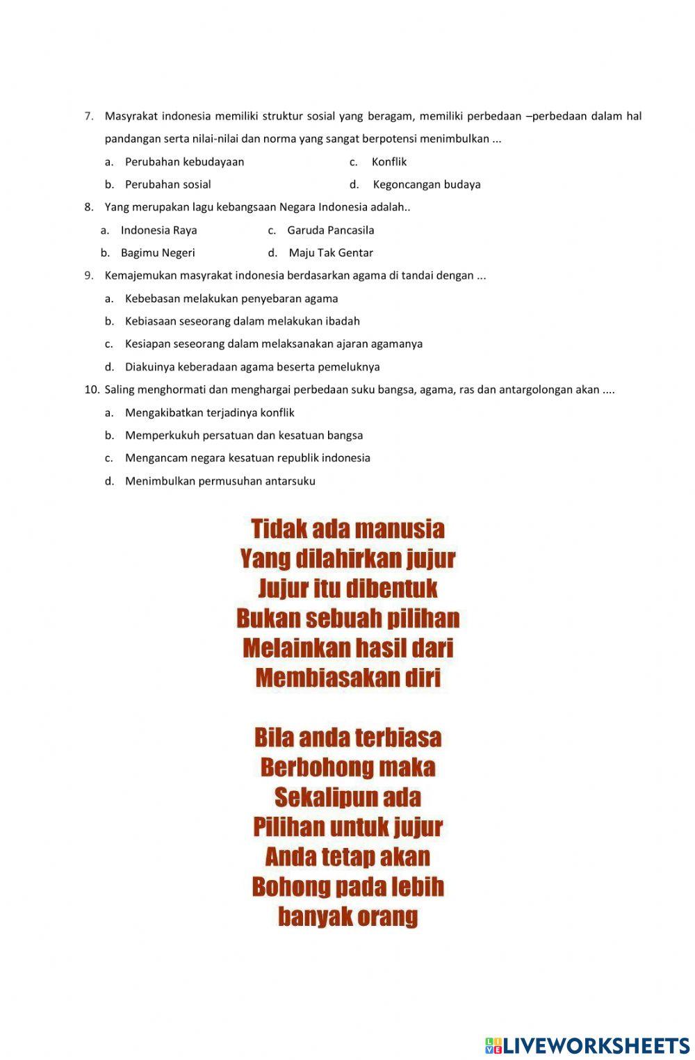 Uts kelas 9 worksheet | Live Worksheets