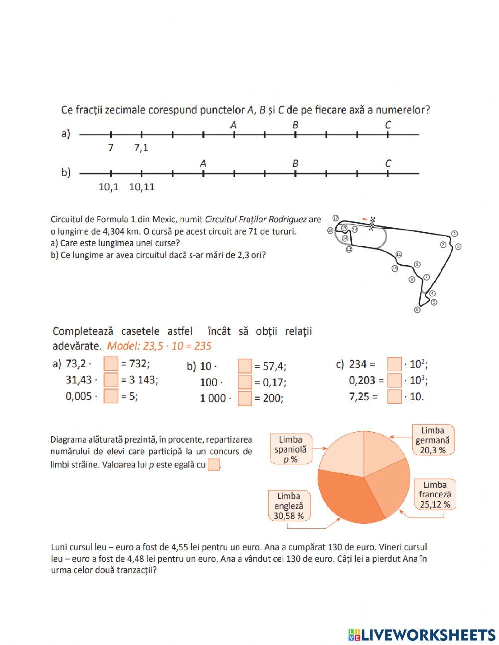Fractii zecimale | Live Worksheets