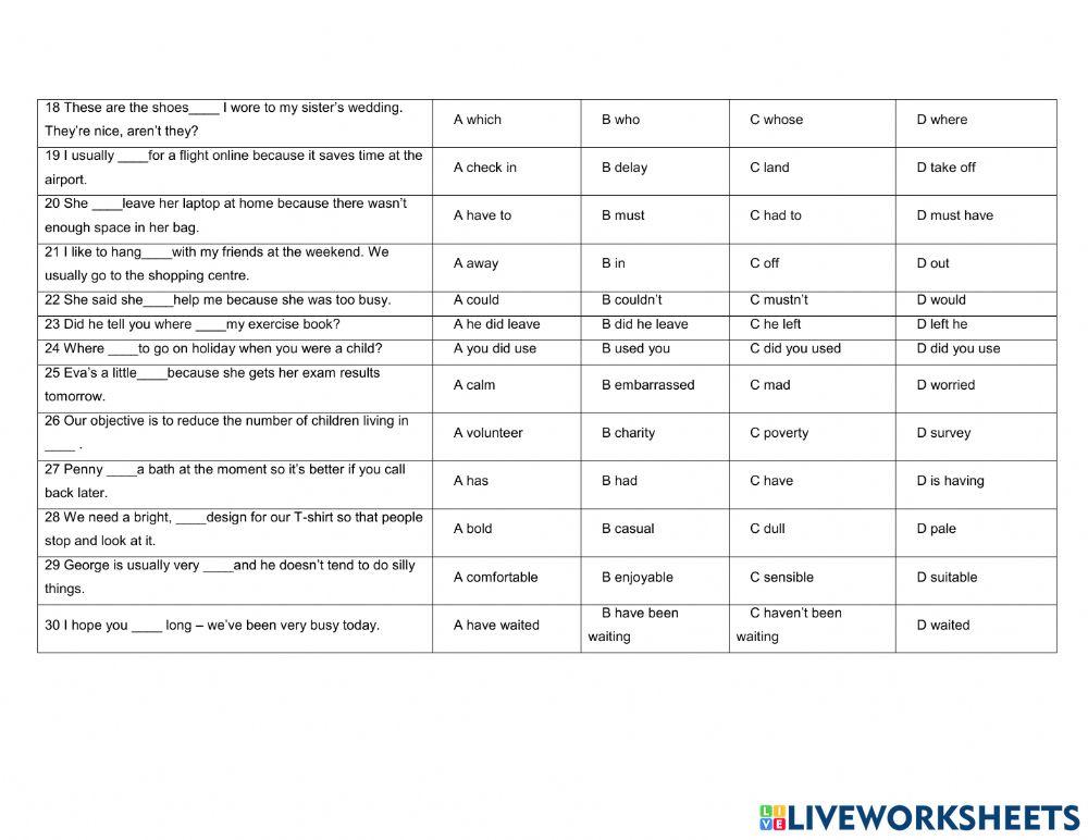 G6 diagnostic test 2.1 worksheet | Live Worksheets