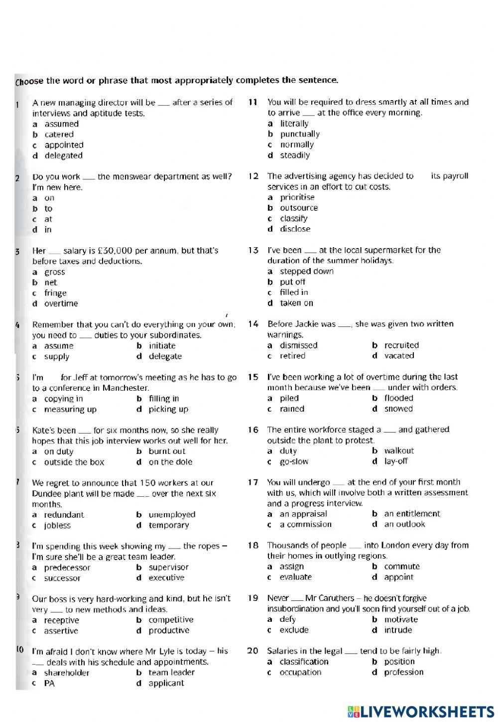 G8 Vocabulary worksheet | Live Worksheets