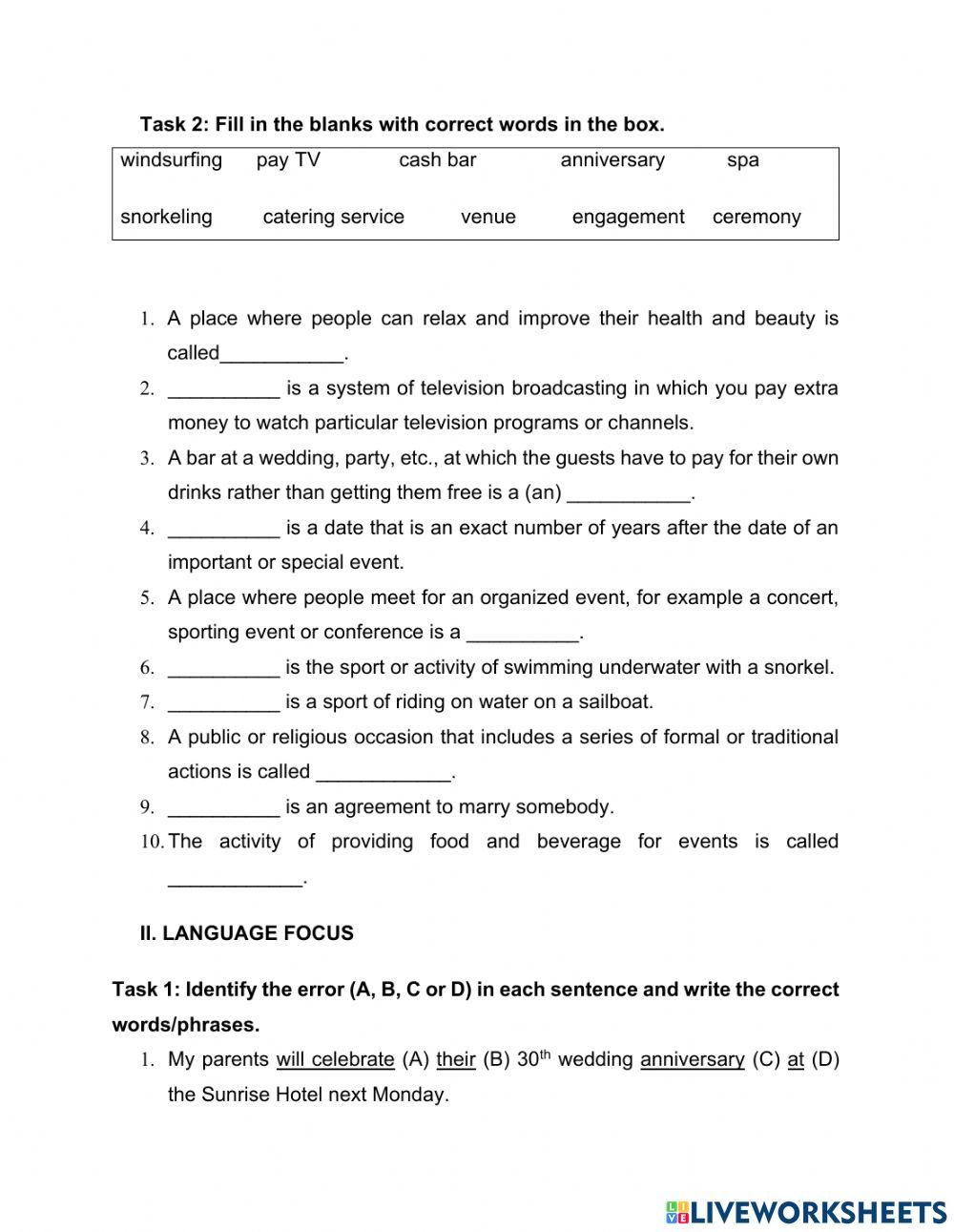 Unit online activity | Live Worksheets