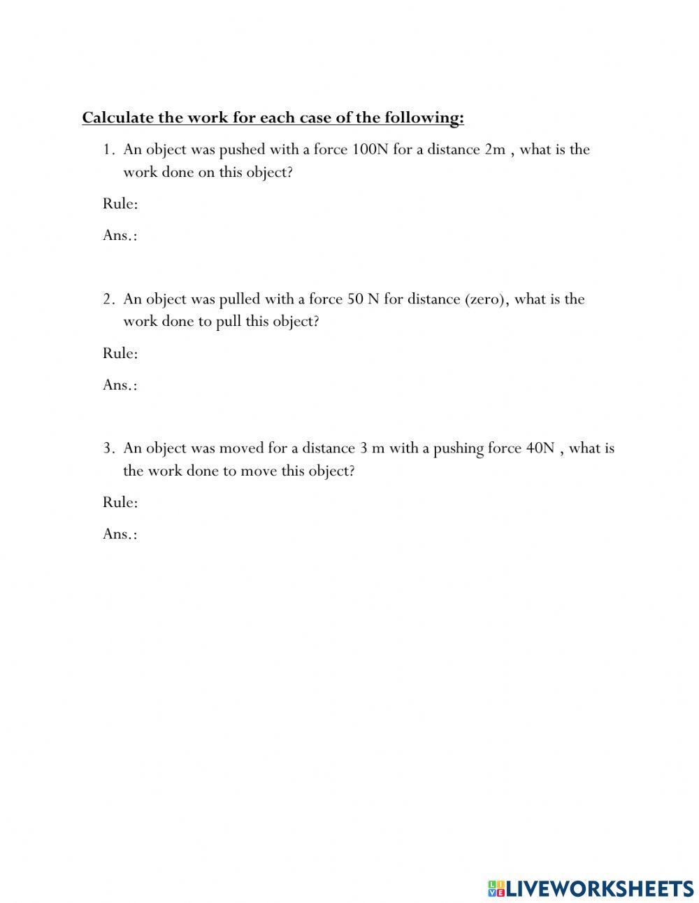 calculate the work done 5315679 | mahytawfik