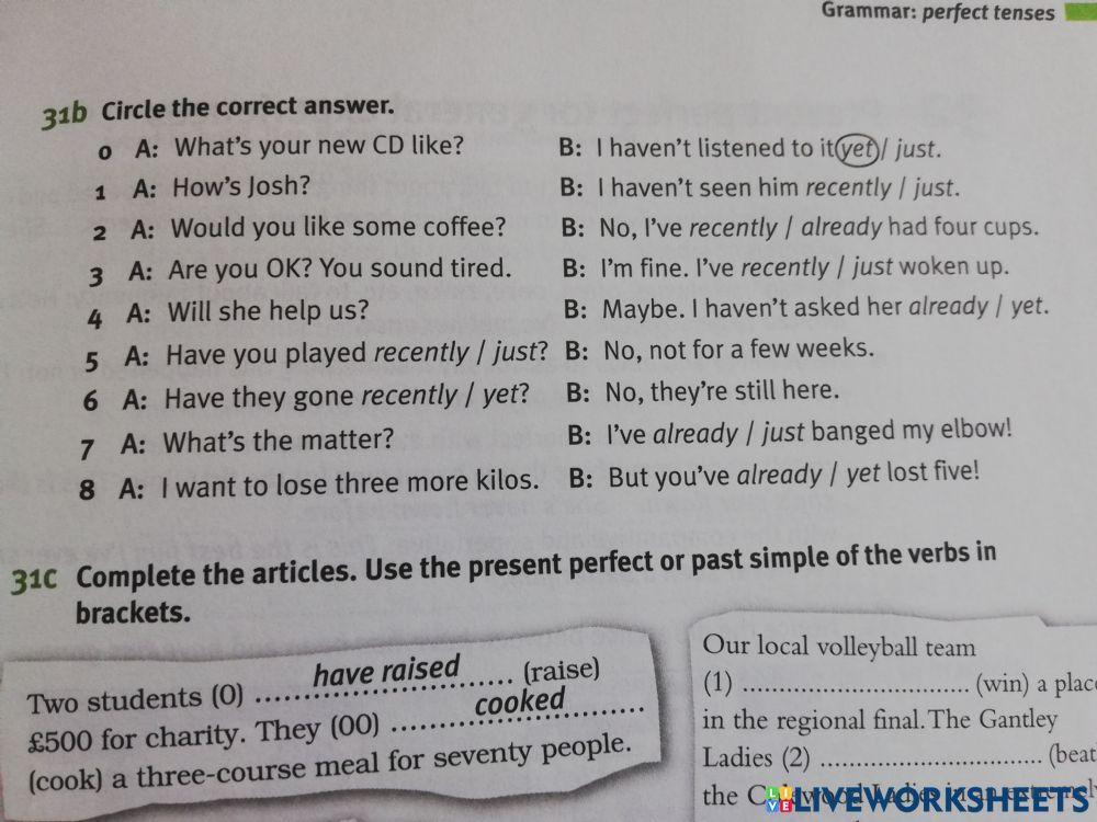 Pesent perfect … | Free Interactive Worksheets | 1946555