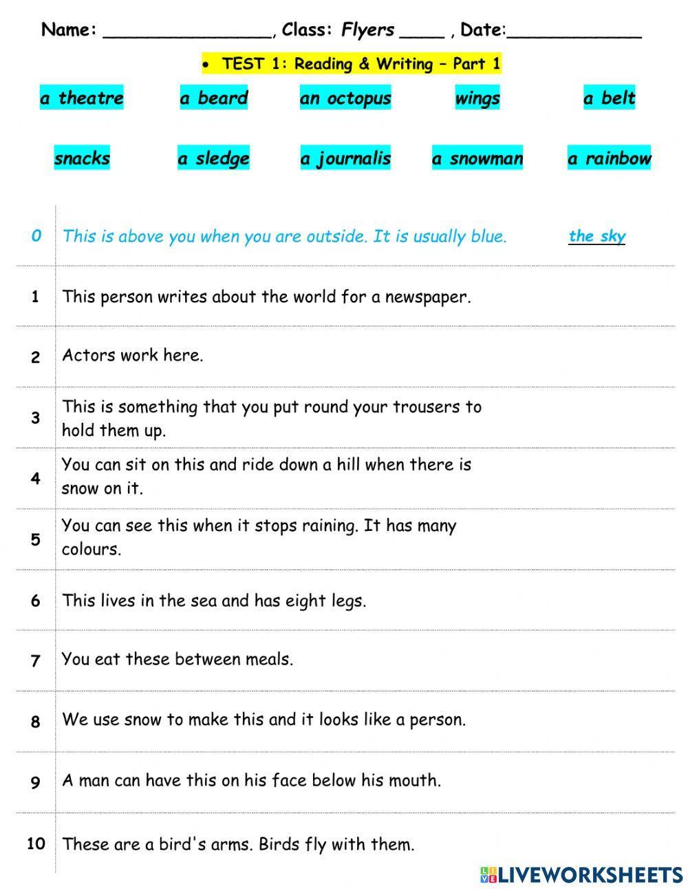 Flyers - Readin… | Free Interactive Worksheets | 1946583