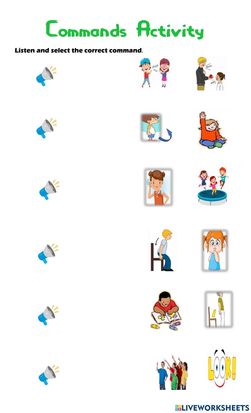 Commands | Free Interactive Worksheets | 1946605