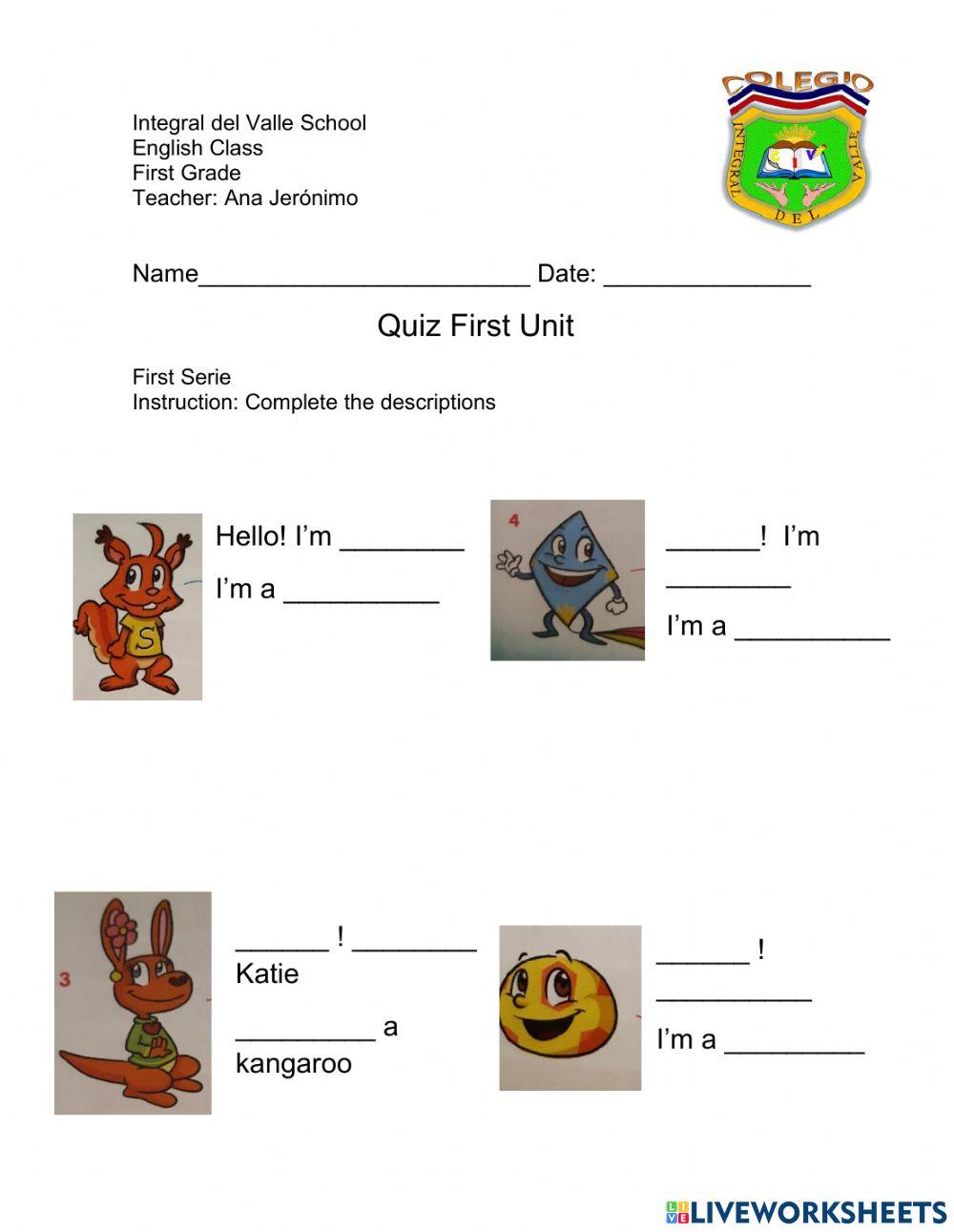 Quiz First Grade activity | Live Worksheets