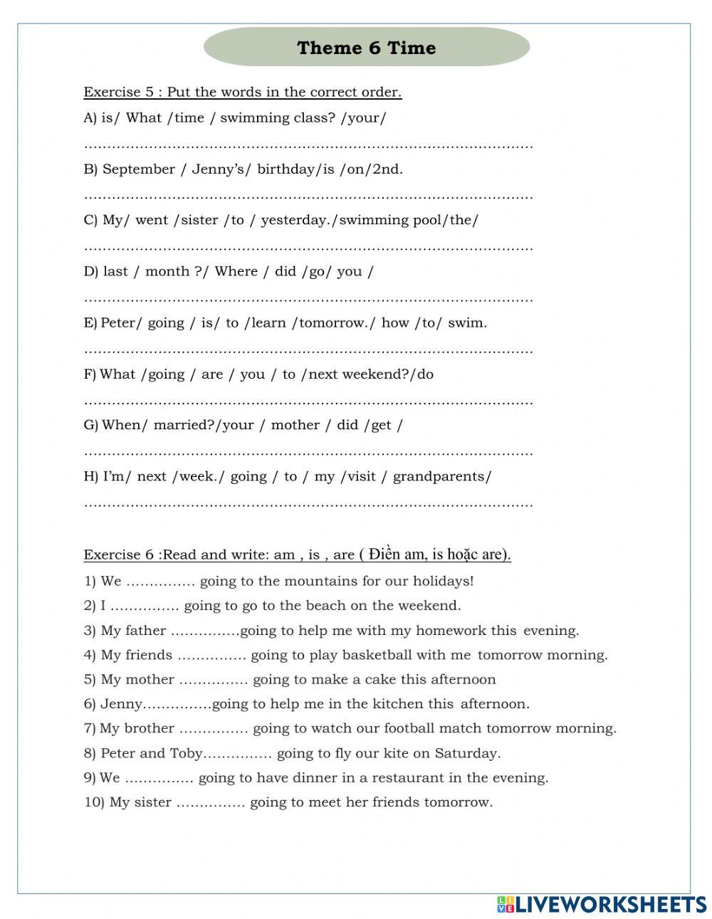 THEME 6 REVIEW online exercise for | Live Worksheets