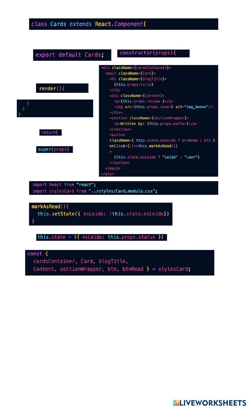 Class Components In React Js Worksheet Live Worksheets