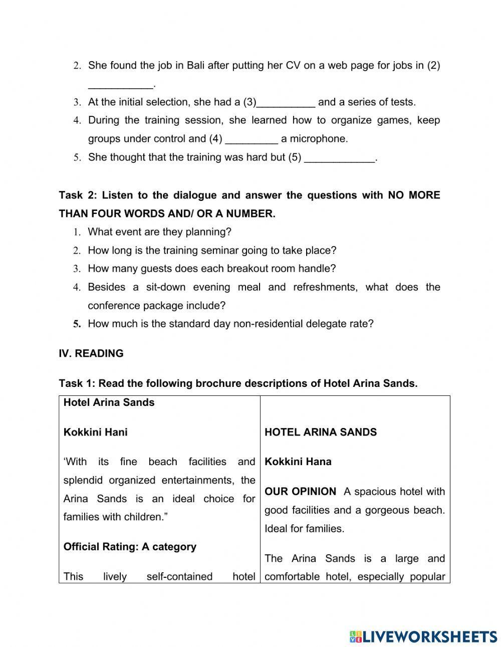 Handout unit 7 interactive worksheet | Live Worksheets