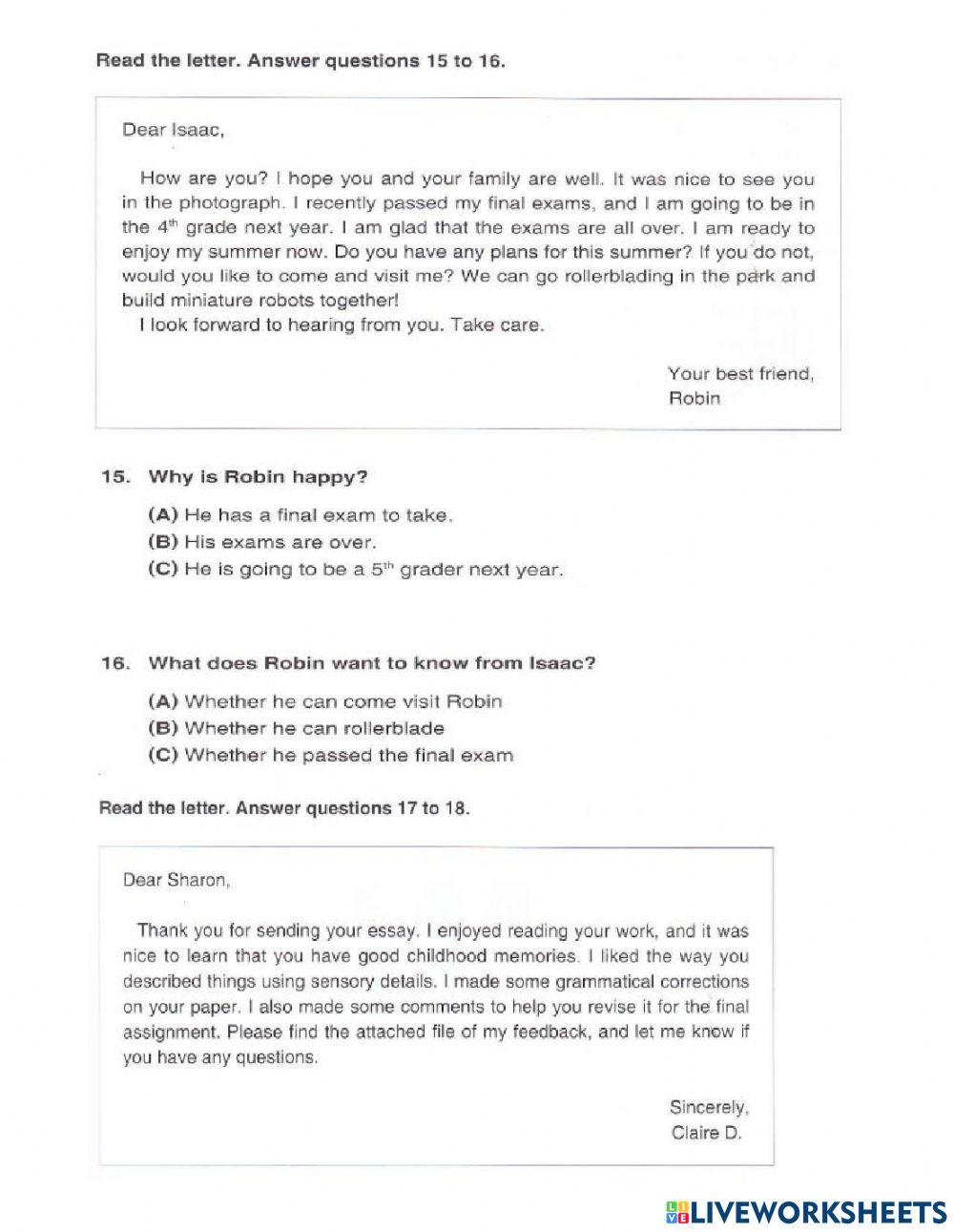 Reading toefl practice 1 worksheet | Live Worksheets