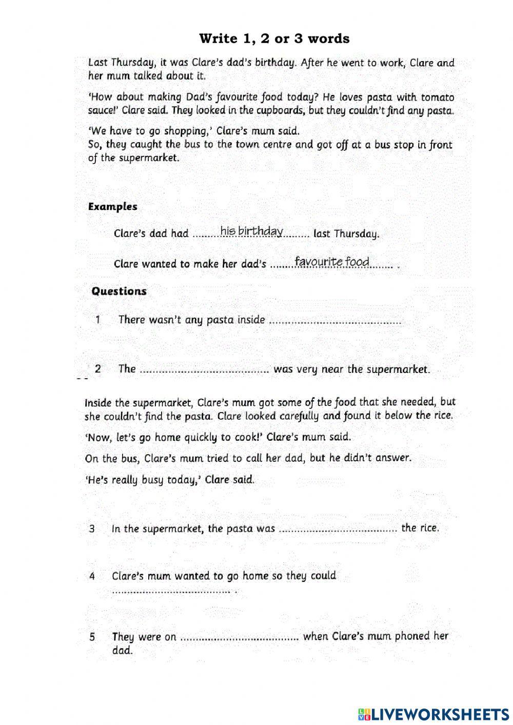 Reading and comprehension English as a Second Language (ESL) activity ...