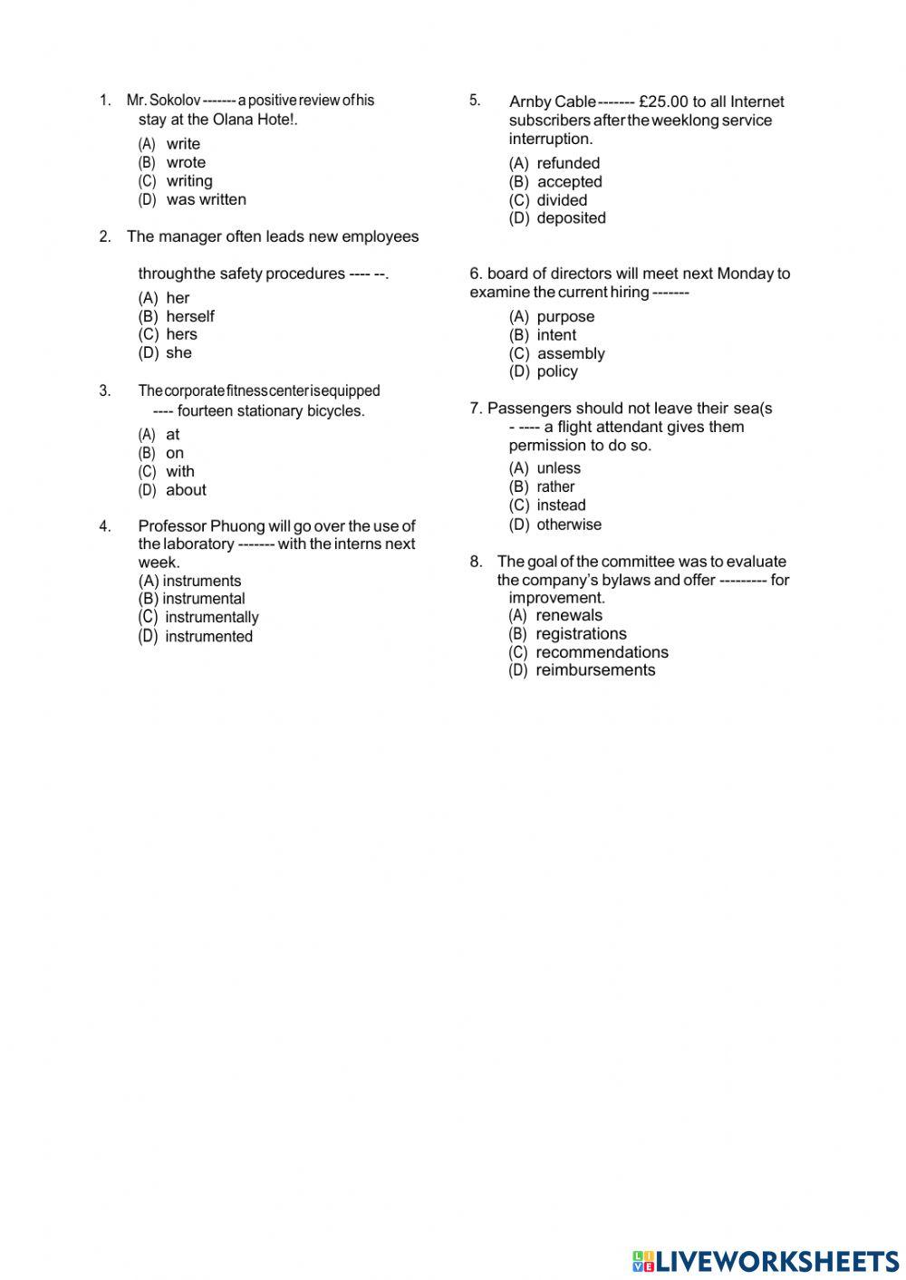 Part 5 interactive exercise | Live Worksheets