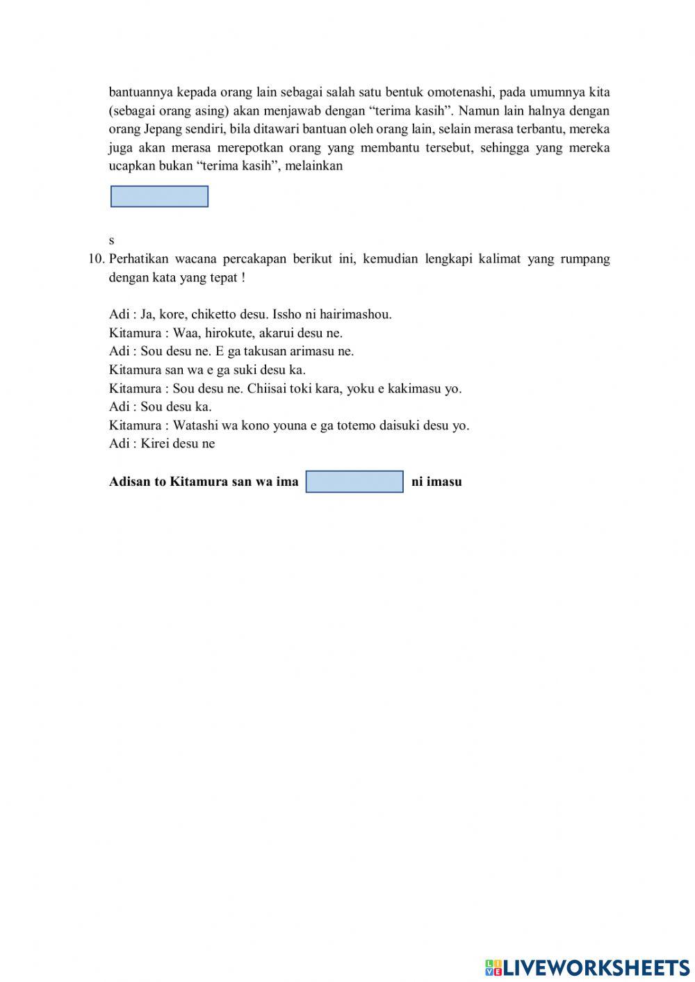 Pra ehb nihongo worksheet | Live Worksheets