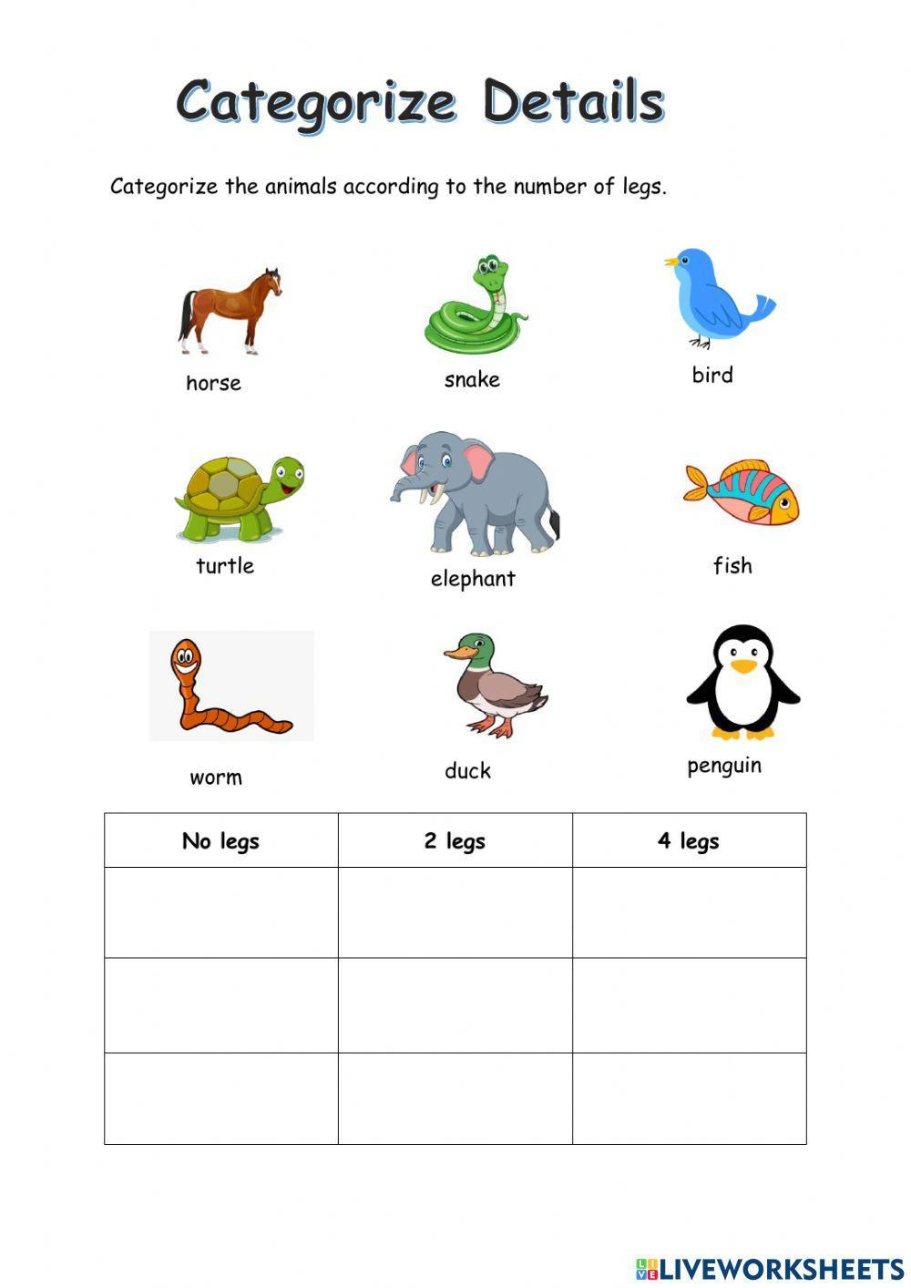 Categorize Details worksheet | Live Worksheets Categorize Details worksheet | Live Worksheets