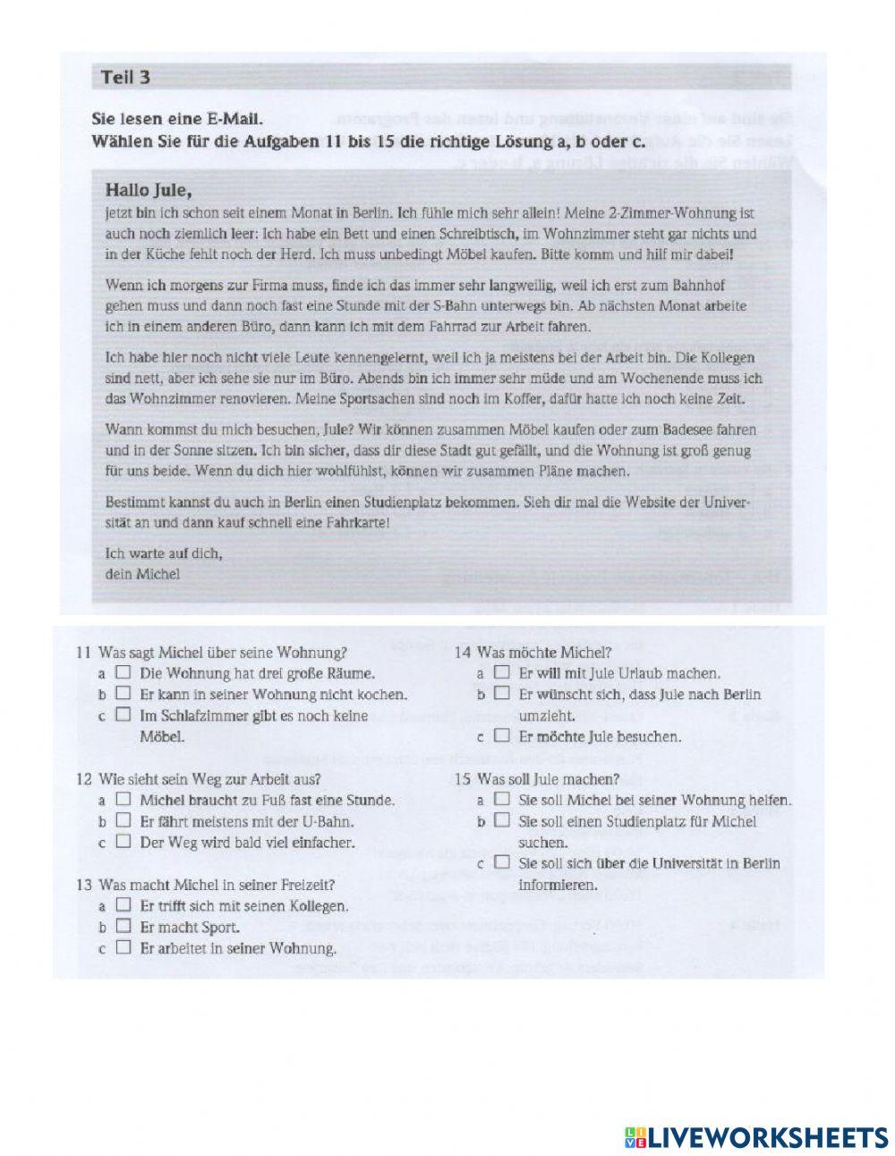 A2 Pruefung online exercise for | Live Worksheets