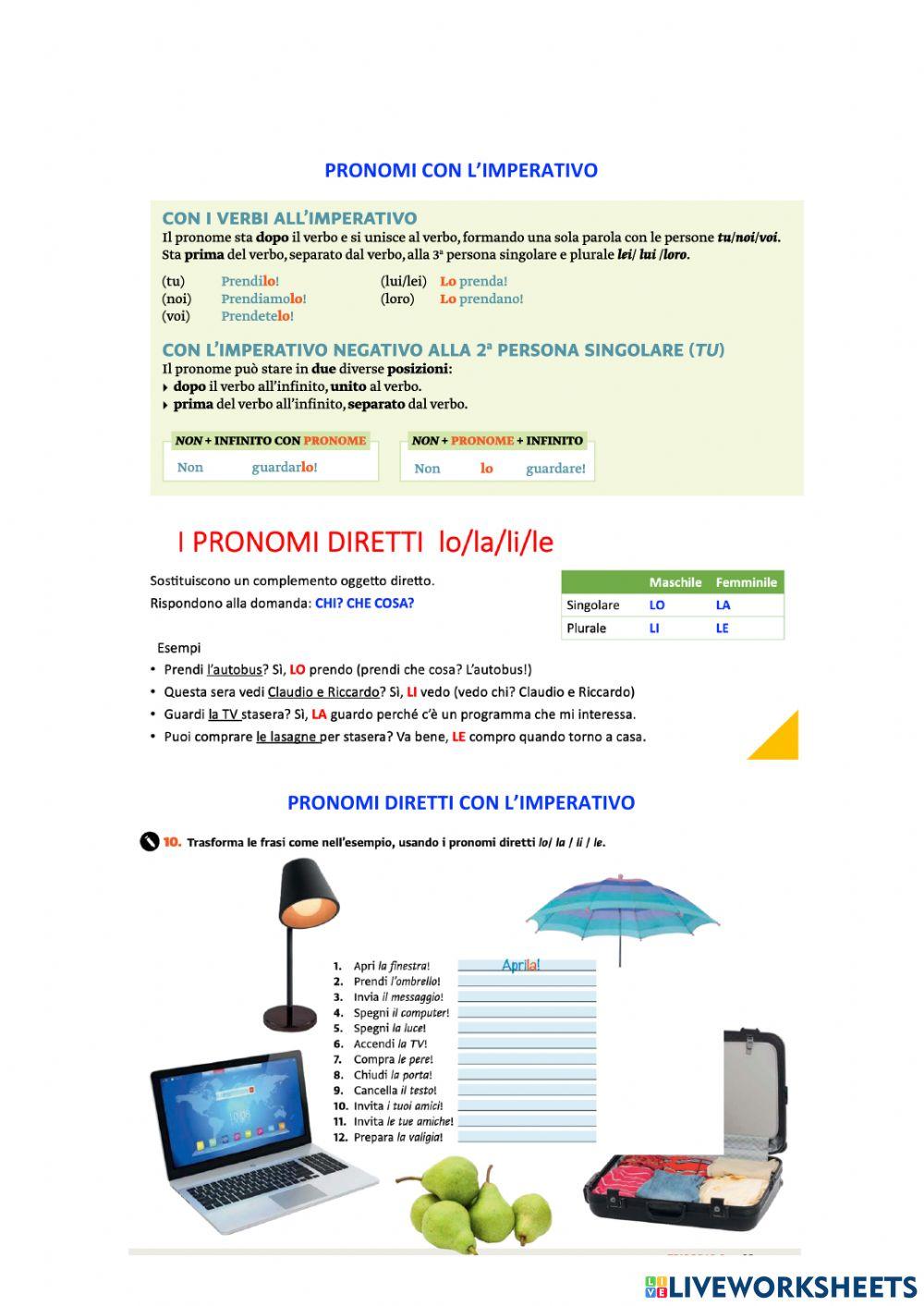 Pronomi con Imperativo 5316167 | Sara Lis Ventura | Live