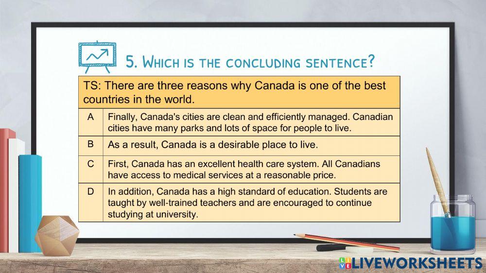 Finding the concluding sentence Mild online exercise for | Live Worksheets