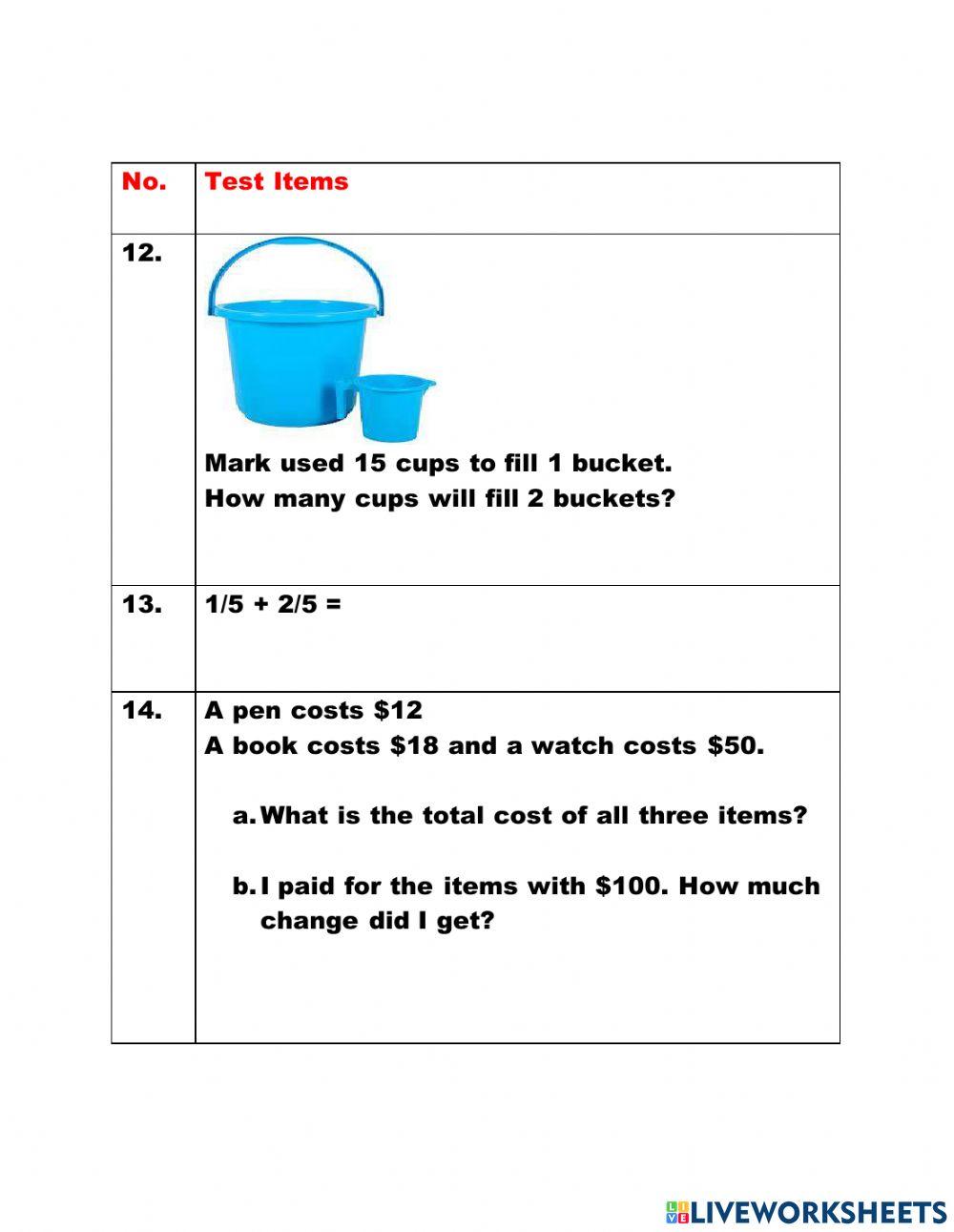 Maths Term 2 online exercise for | Live Worksheets