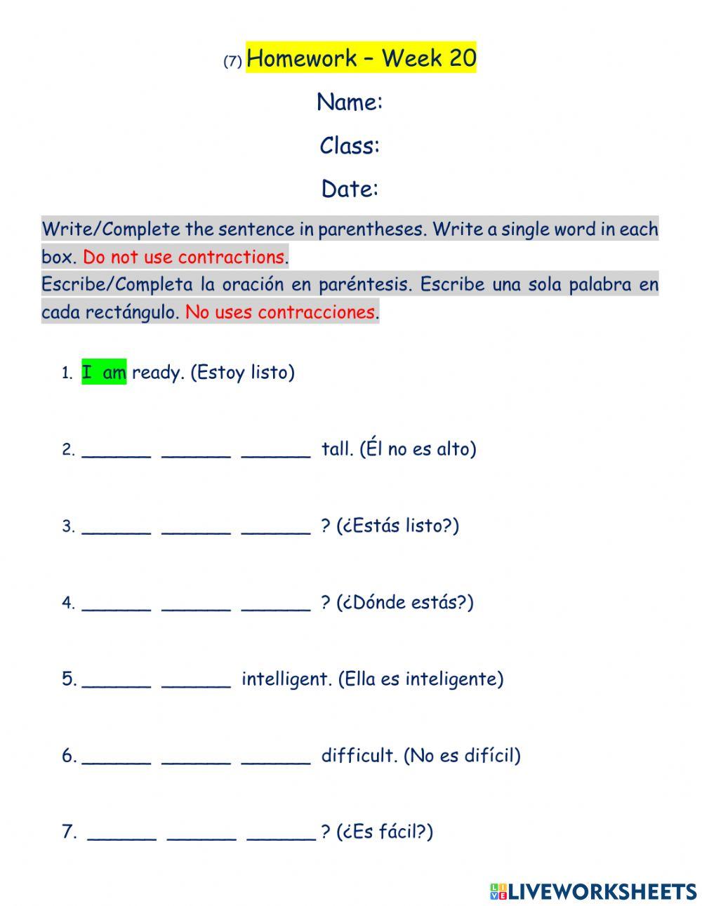 (7) Present Simple with verb to be worksheet | Live Worksheets