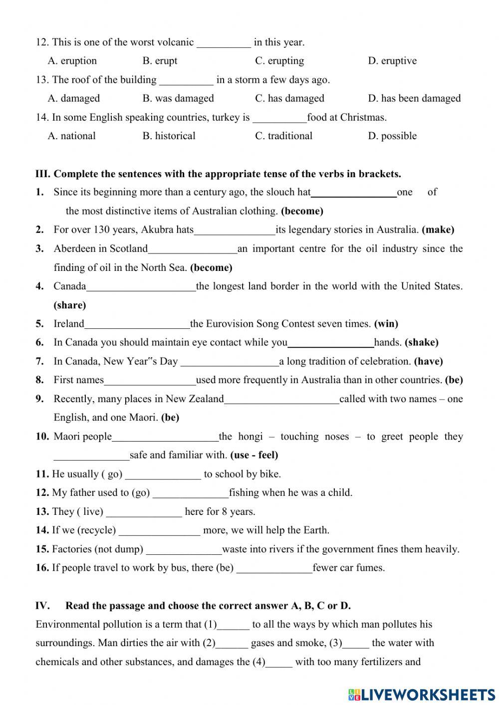 Revison u7-8 - grade 8 worksheet | Live Worksheets