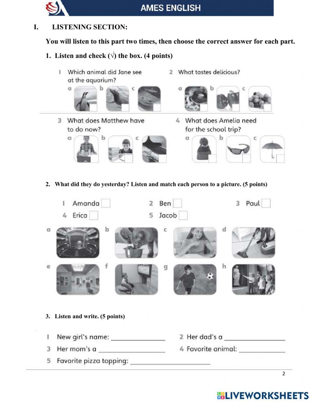 Movers 2 - Fina… | Free Interactive Worksheets | 1910297