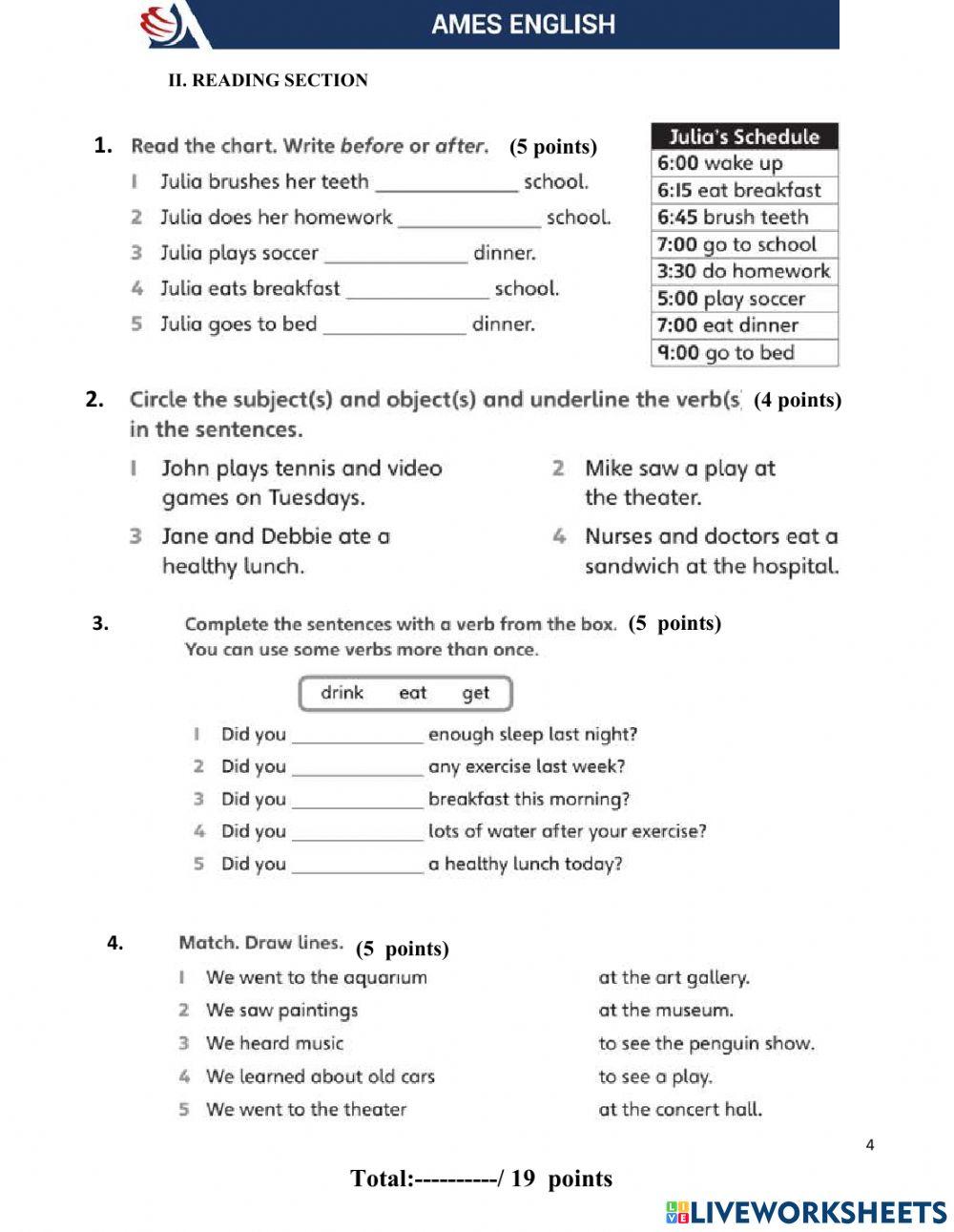 Movers 2 - Fina… | Free Interactive Worksheets | 1910297