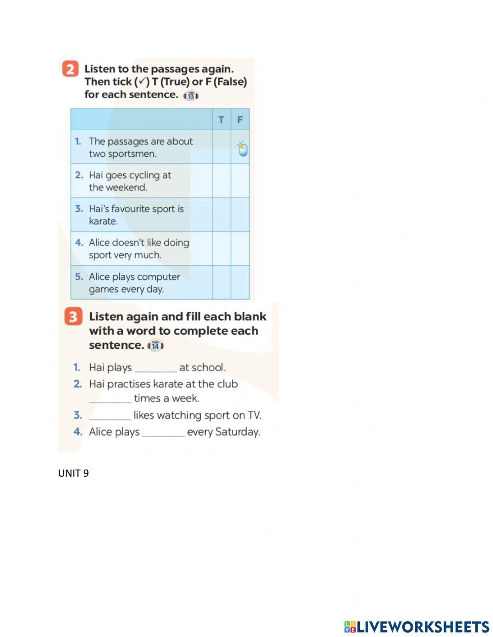 e7 second midterm listening online exercise for | Live Worksheets