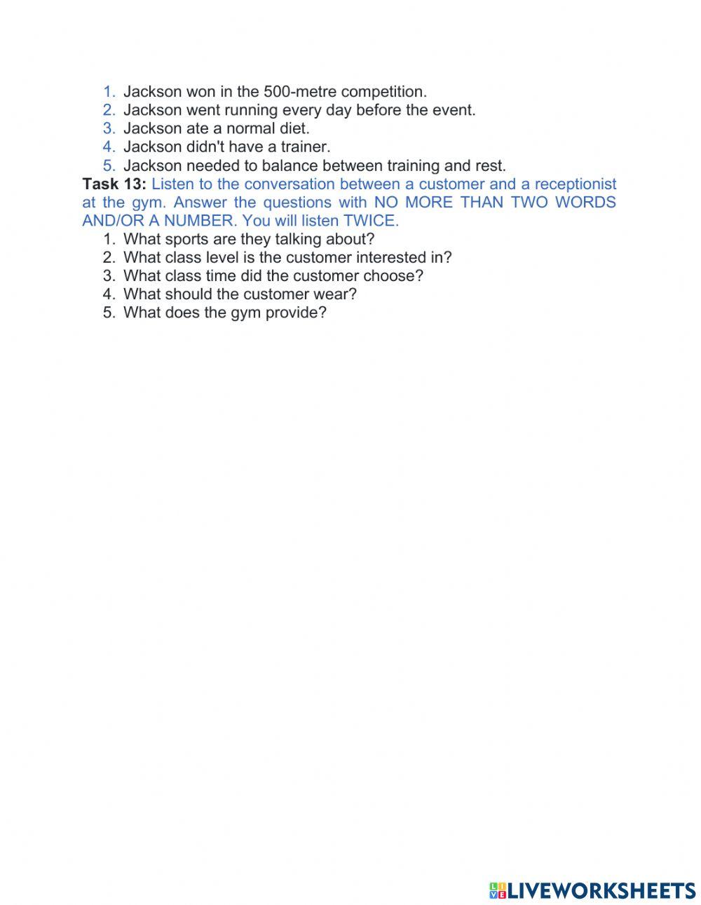 e7 second midterm listening online exercise for | Live Worksheets