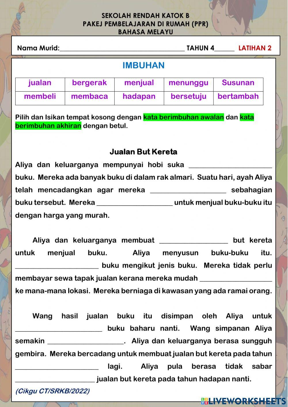 Imbuhan awalan dan akhiran interactive activity | Live Worksheets