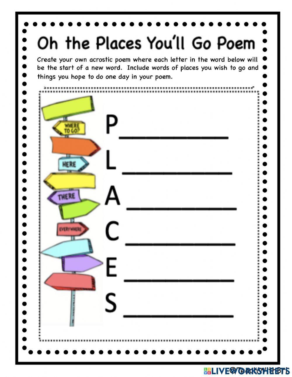 Acrostic Poem | Free Interactive Worksheets | 1911204