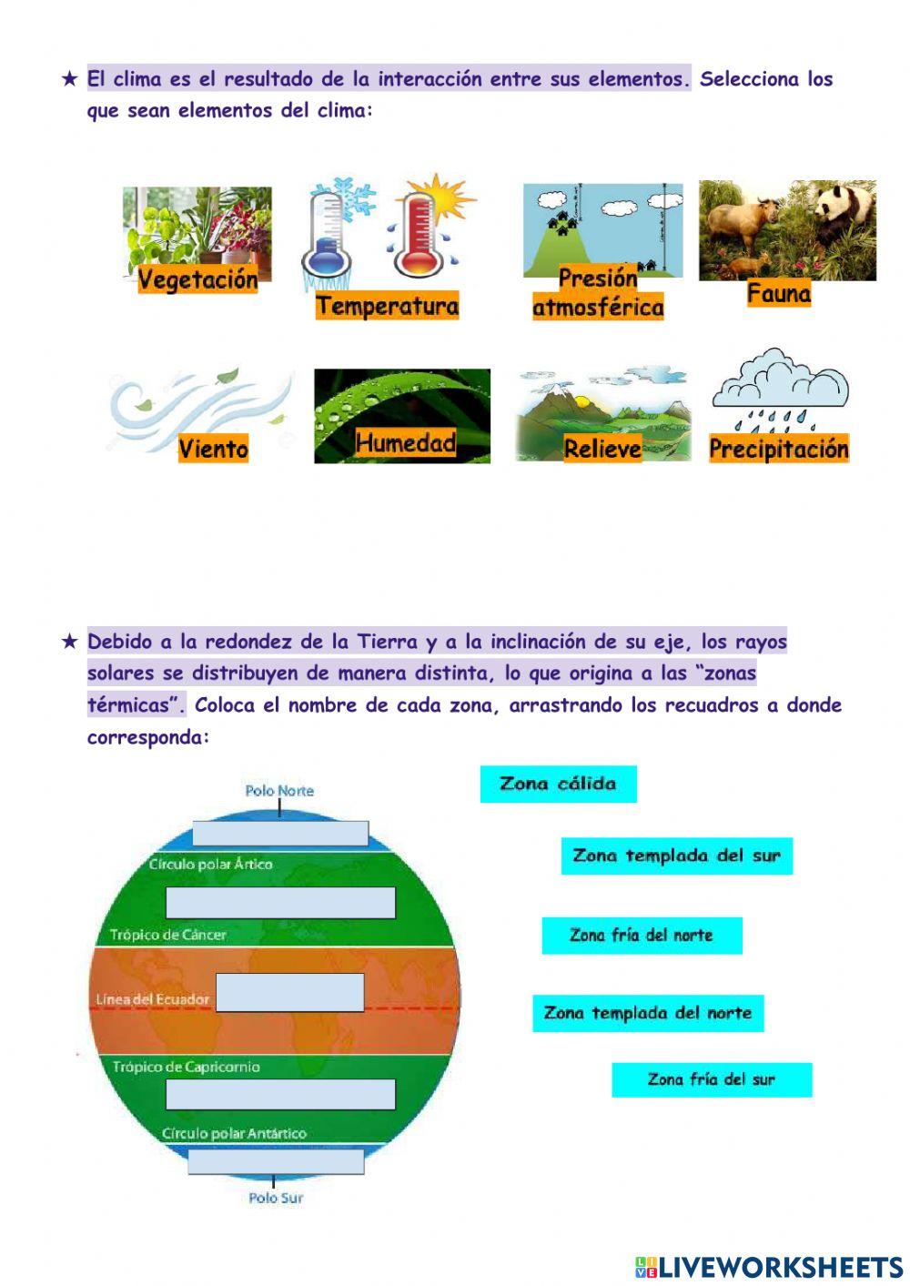 El clima | Free Interactive Worksheets | 1911316