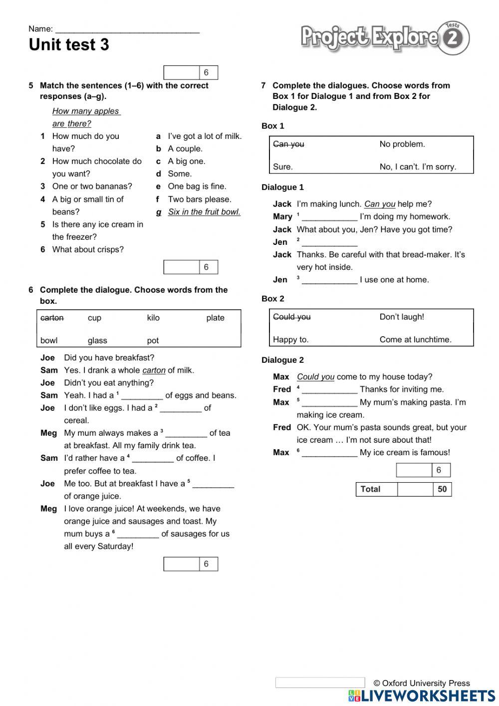 PrEx2 Unit 3 progress test online exercise for | Live Worksheets