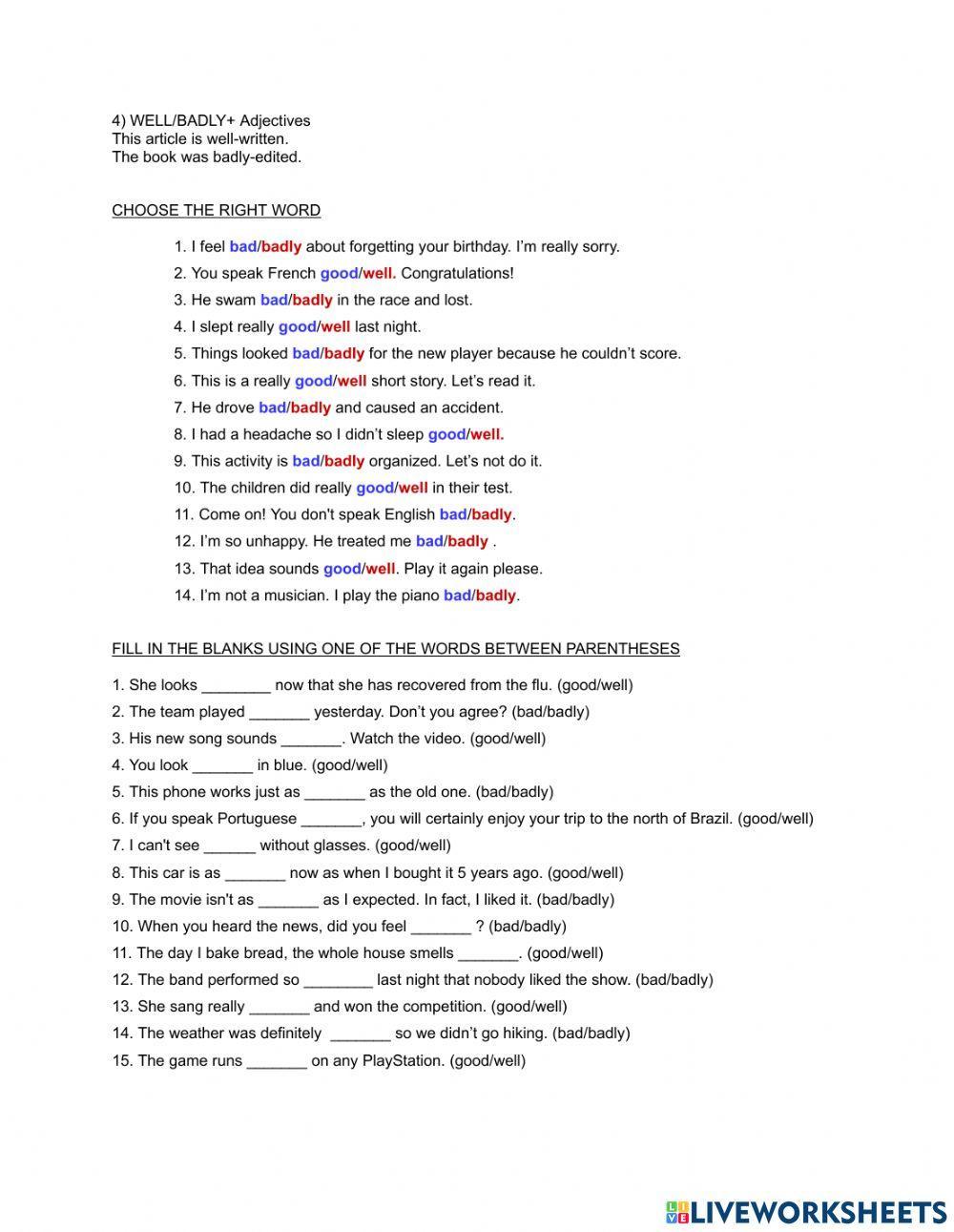 Adverbs-Adjecti… | Free Interactive Worksheets | 2090760