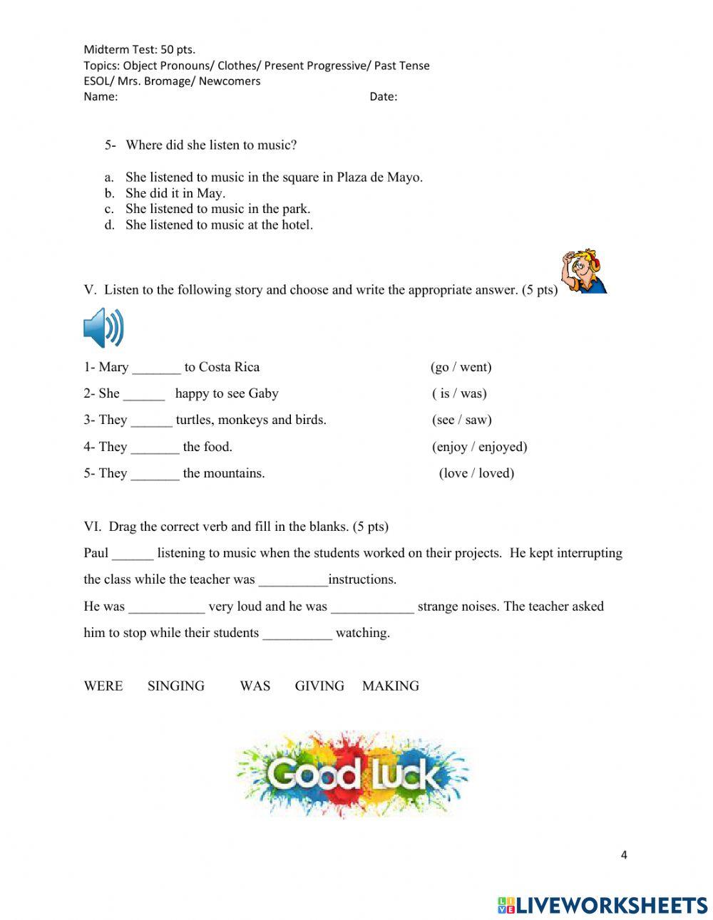 Test: Past tens… | Free Interactive Worksheets | 1911866