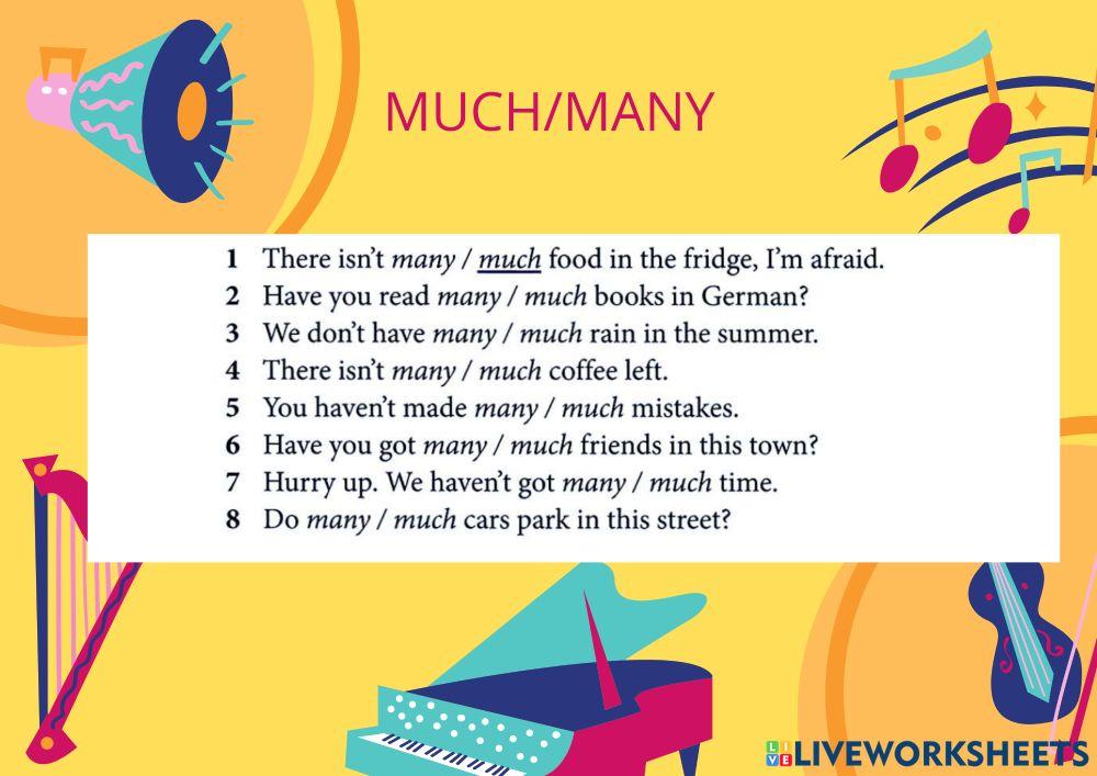 Much many multiple choice worksheet | Live Worksheets