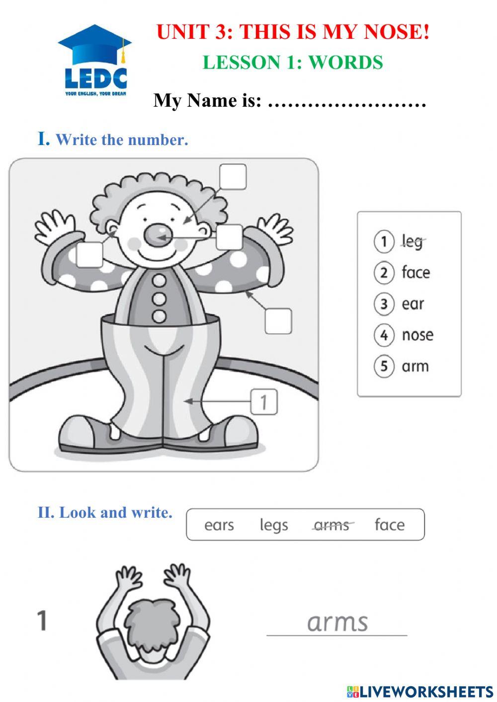 This is my nose online worksheet | Live Worksheets