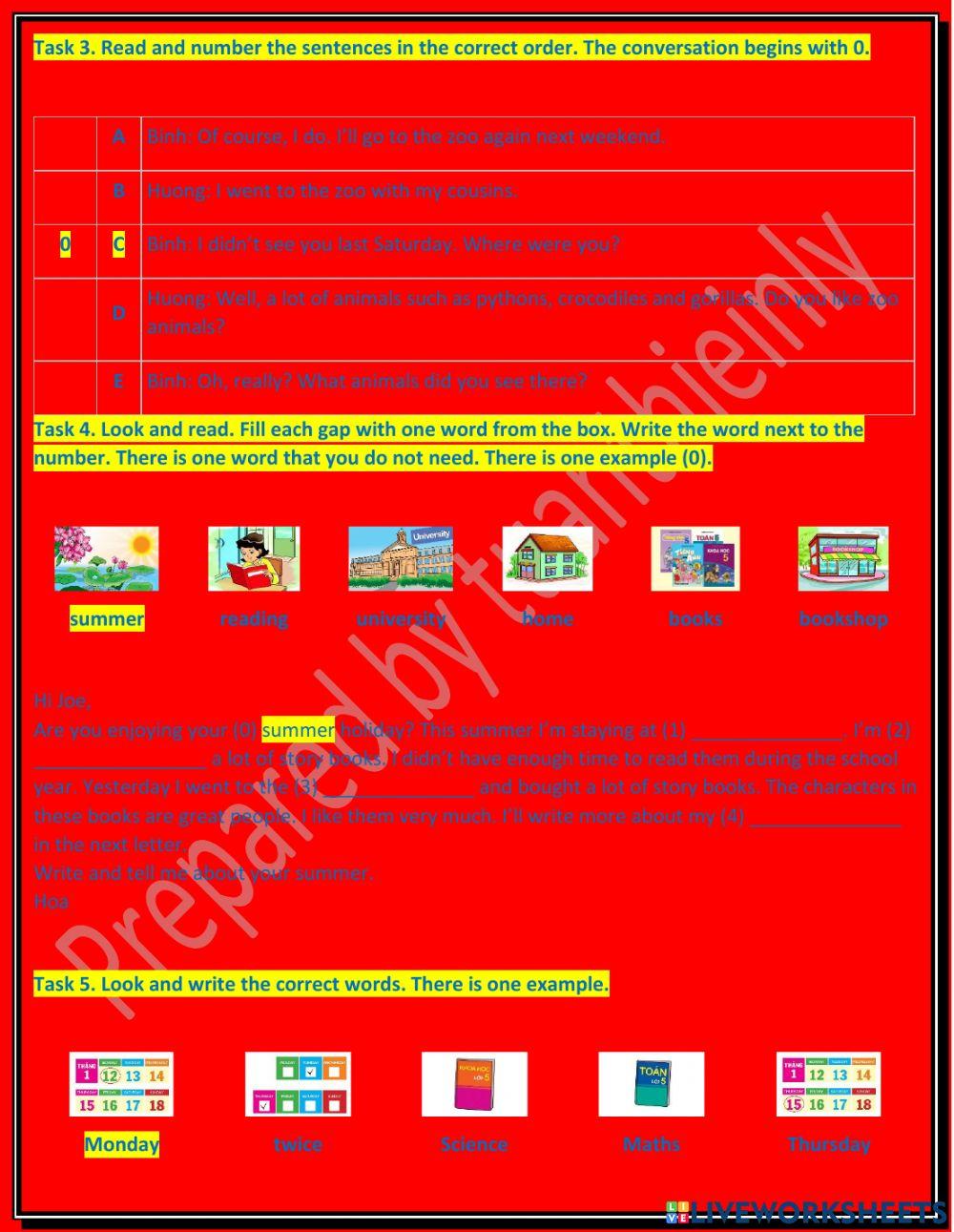 Reading End Term 1 - G5 worksheet | Live Worksheets