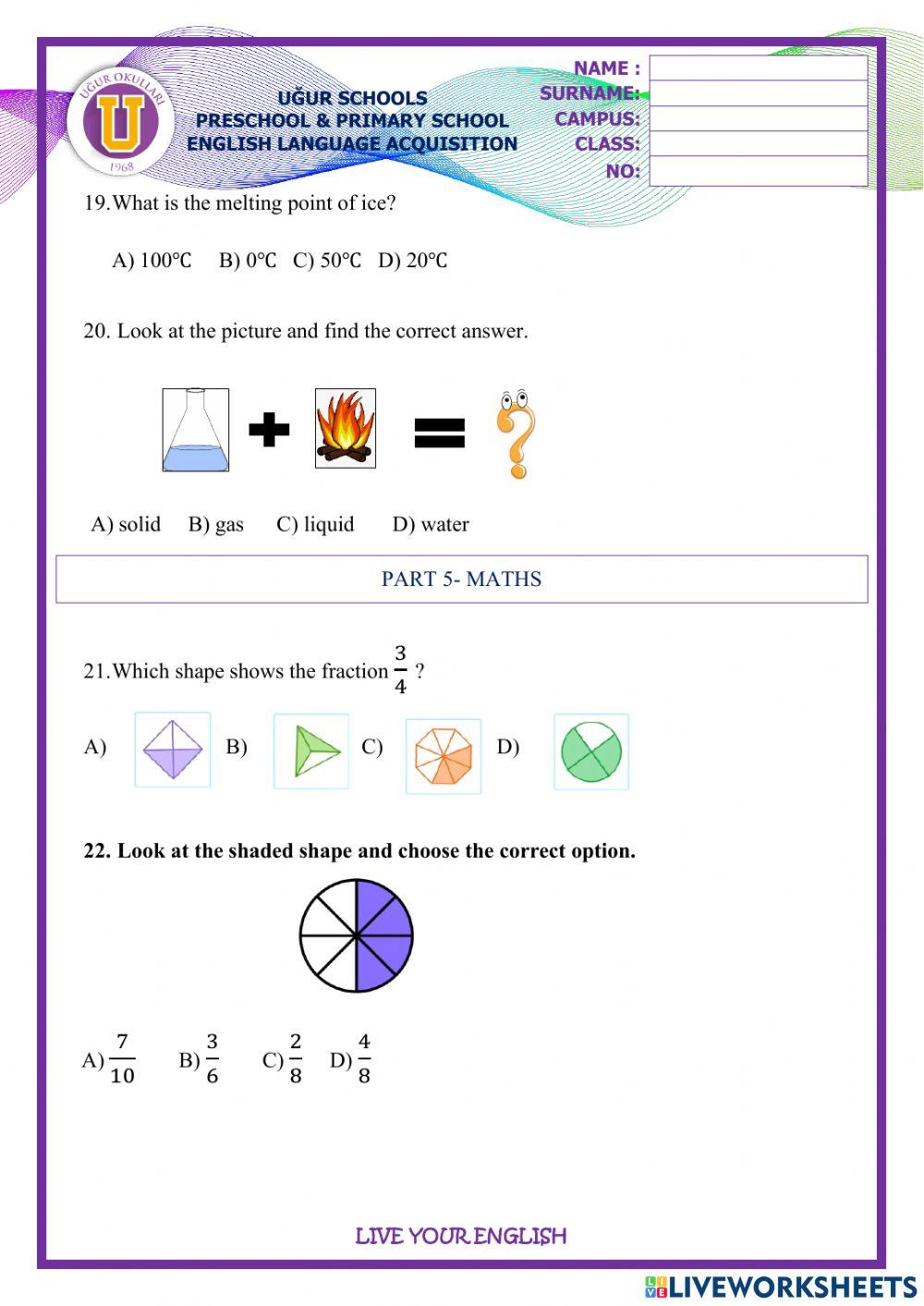 URT 3 Grade 4 Practice Test worksheet | Live Worksheets
