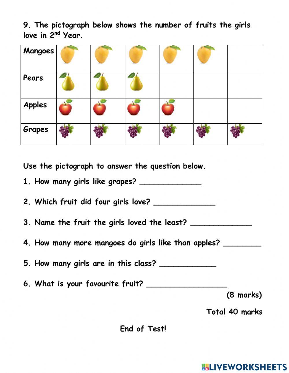 Term 2 Second Year Infants Mathematics Test online exercise for | Live ...