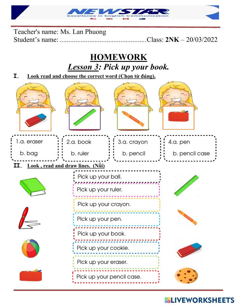2NK-l3-pick up your book worksheet | Live Worksheets