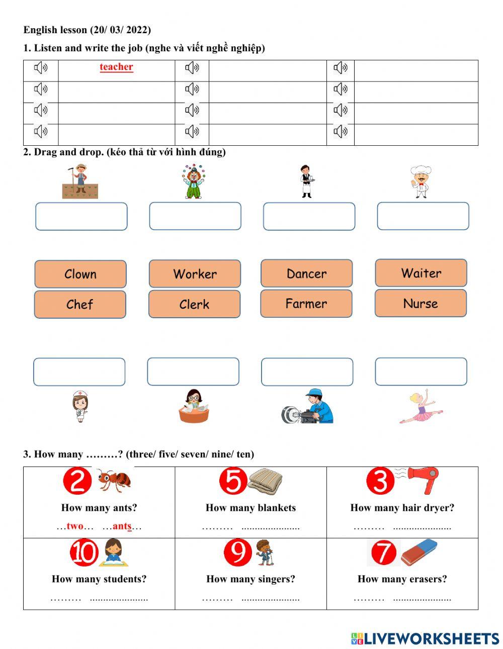 Grade 2 - Jobs cont. + Plural 1949150 | duyen98 | Live