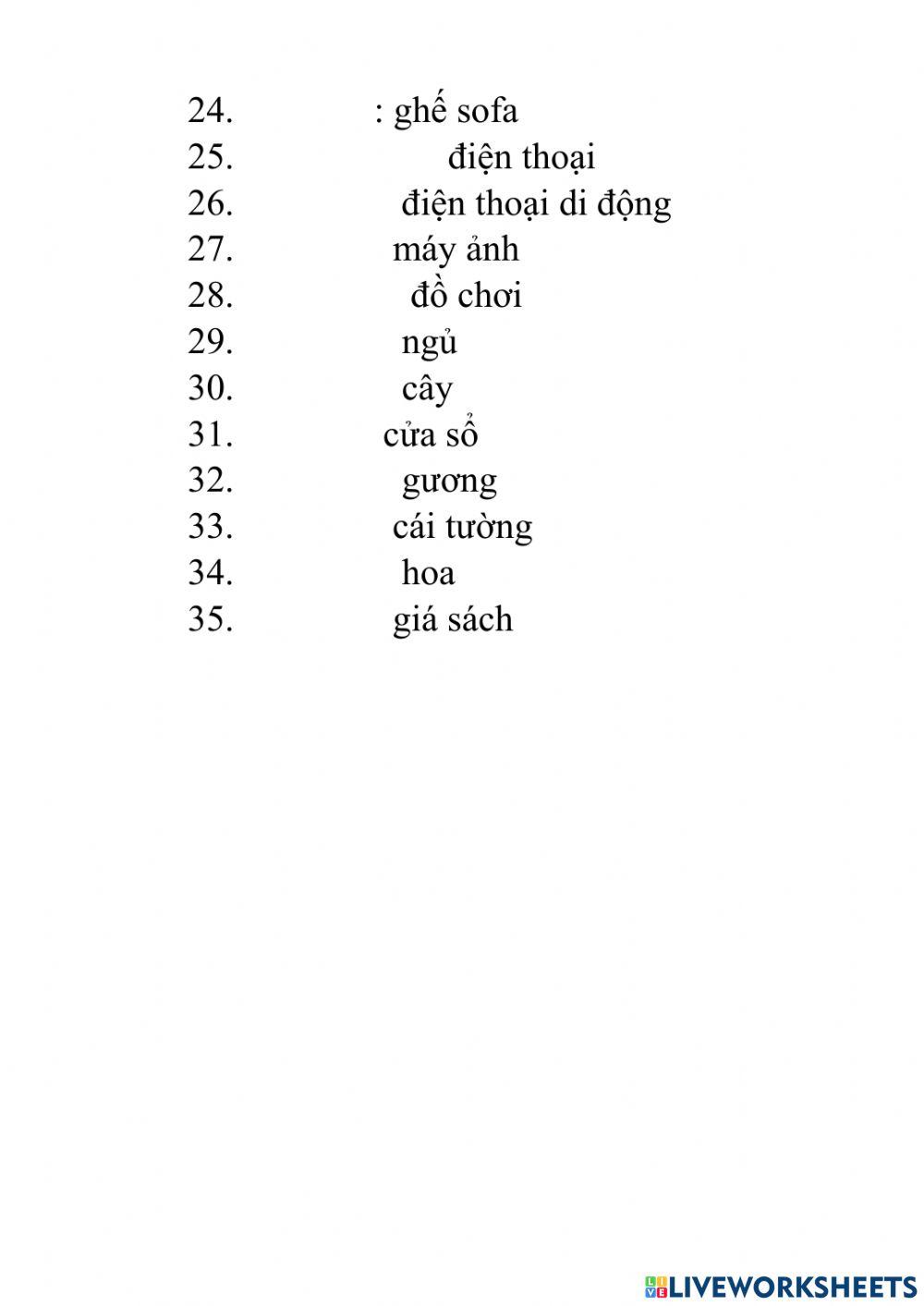 Review topic the home worksheet | Live Worksheets