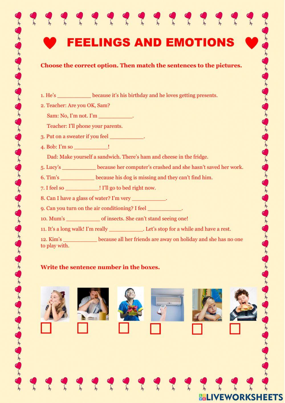 Feelings and emotions online exercise for Beginner | Live Worksheets